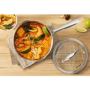 Rorence 3-Quart Saucepan with Lid: Pour and Strain Stainless Steel Sauce Pan with Pour Spouts, Capsule Bottom & Tempered Glass Lid