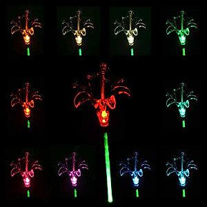 Solar Lily Flower Garden Light with Green-lit Stem; 1 Stake Light