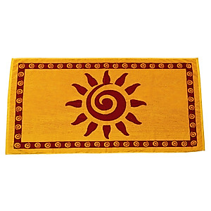 Arus Jacquard Woven Turkish Terry Cotton Beach Towel, Sun, Gold, 36x64
