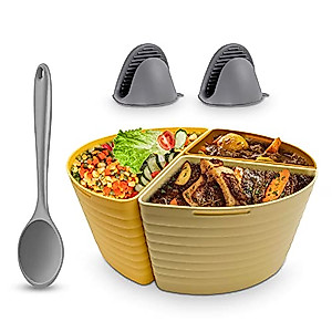 SiliconeWay 6PCS Slow Cooker Liners Set of 3 for Slow Cooker 6-8 QT – Triple Slow Cooker Divider Includes Silicone Gloves, Spoon – BPA Free Durable Silicone Divider Insert – CrockPot & Non-Stick