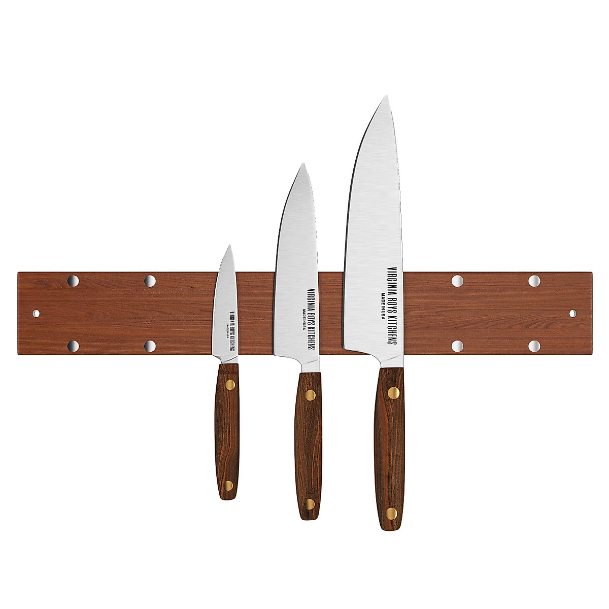 Virginia Boys Kitchens Powerful Magnetic Knife and Kitchen Tool Strip, Holder Made in USA with Black American Walnut Wood (16 inch)