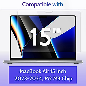 Peslv 3-Pack Anti Blue Light Screen Protector for MacBook Air 15 Inch(2023-2024, M2 M3)-A2941 A3114, 15.3" Mac Laptop Glare Filter Uv Blocker Shield Cover Eye Protection Film