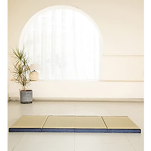 MustMat Thick Tatami Mat Twin XL Floor Mattress Japanese Tatami Bed with Storage Bag 39 x 80 x 2 in (Blue)