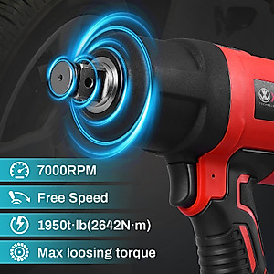 XIIW 3/4 Inch Air Impact Wrench, Max Nut-busting Torque 1950 ft-lbs, Heavy Duty 7000RPM 3/4 Air Drive Impact Gun, Twin Hammer Pneumatic Tool for Automobile Repair