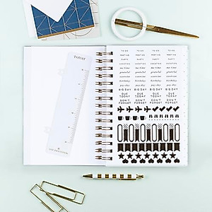 Day Designer for Blue Sky 2024 Daily and Monthly Planner, 5" x 8", Frosted Cover, Wirebound, Navy Stripe (103623-24)