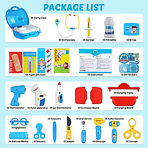 Toy Doctor Kit for Kids: 27Pcs Pretend Play Medical Doctor Playset with Carrying Case Electronic Stethoscope - Role Play Gift Educational Doctor Play Set for Toddler Boys Girls Ages 3 4 5 6