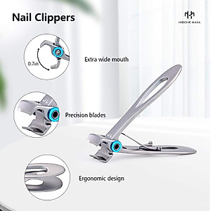 Nail Clipper Set, Toenail Clippers for Thick Hard Nails, Professional Podiatrist Heavy Duty Toe Nail Clippers and Nail File for Men and Adults, Seniors - Super Sharp Surgical Stainless Steel (black)
