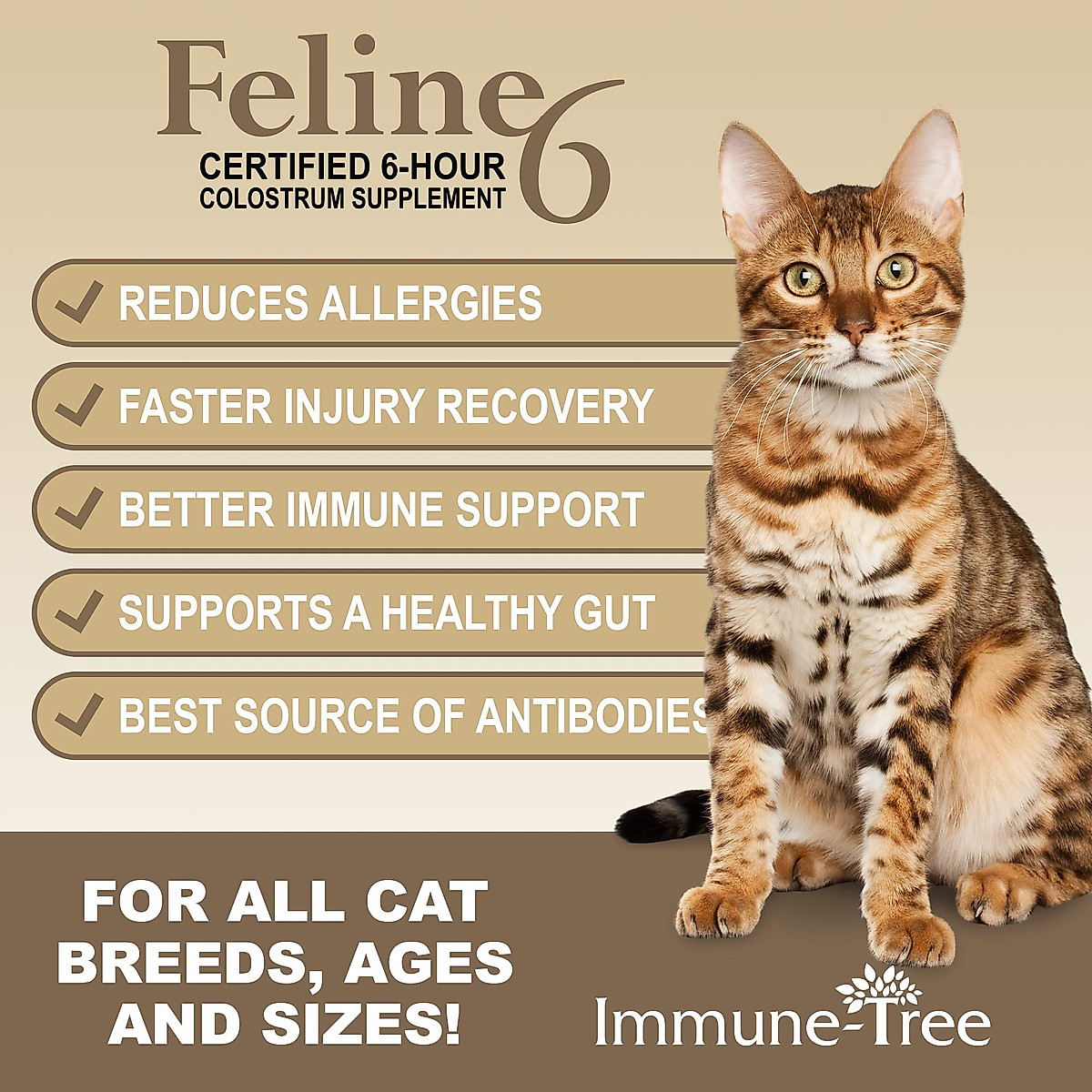 Immune-Tree Colostrum Probiotic Powder for Cats | Supplement for Cat Allergy, Immune Support, Skin and Coat & Itching Relief | Colostrum Powder for Cats Immunity System | Made in USA | 1.55oz