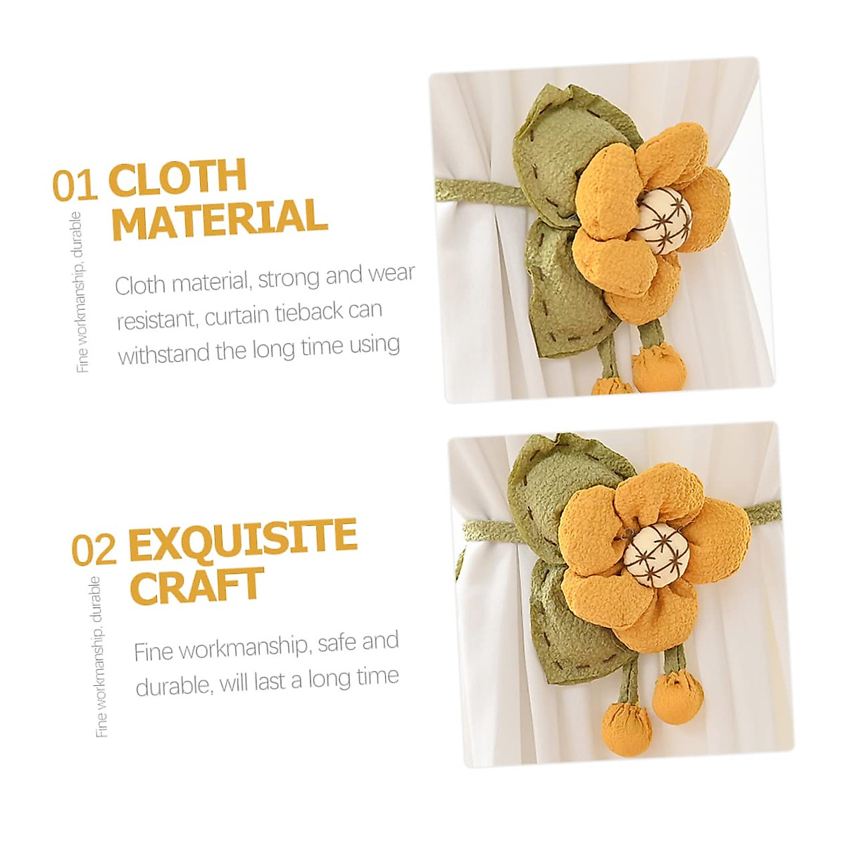 VOSAREA 2Pcs Decor Floral Curtain Tieback Holdback for Living Room Decorations