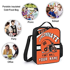 Jwpibuk Personalize Backpack with Lunch Box Pen Case Cincinnati Customized Name Number Bags 3 Piece Set for Girls Boys