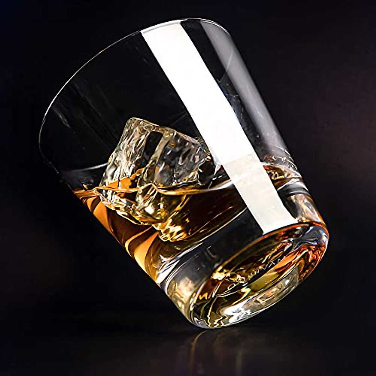 MAVERISO Whiskey Glasses Set of 2 - Old Fashioned Glass - Premium Low Ball Cocktail Bar Ware with Round Bottom for Scotch, Bourbon & Cocktail - Luxury Aluminum Silver Box with Brass Emblem - 10 oz.