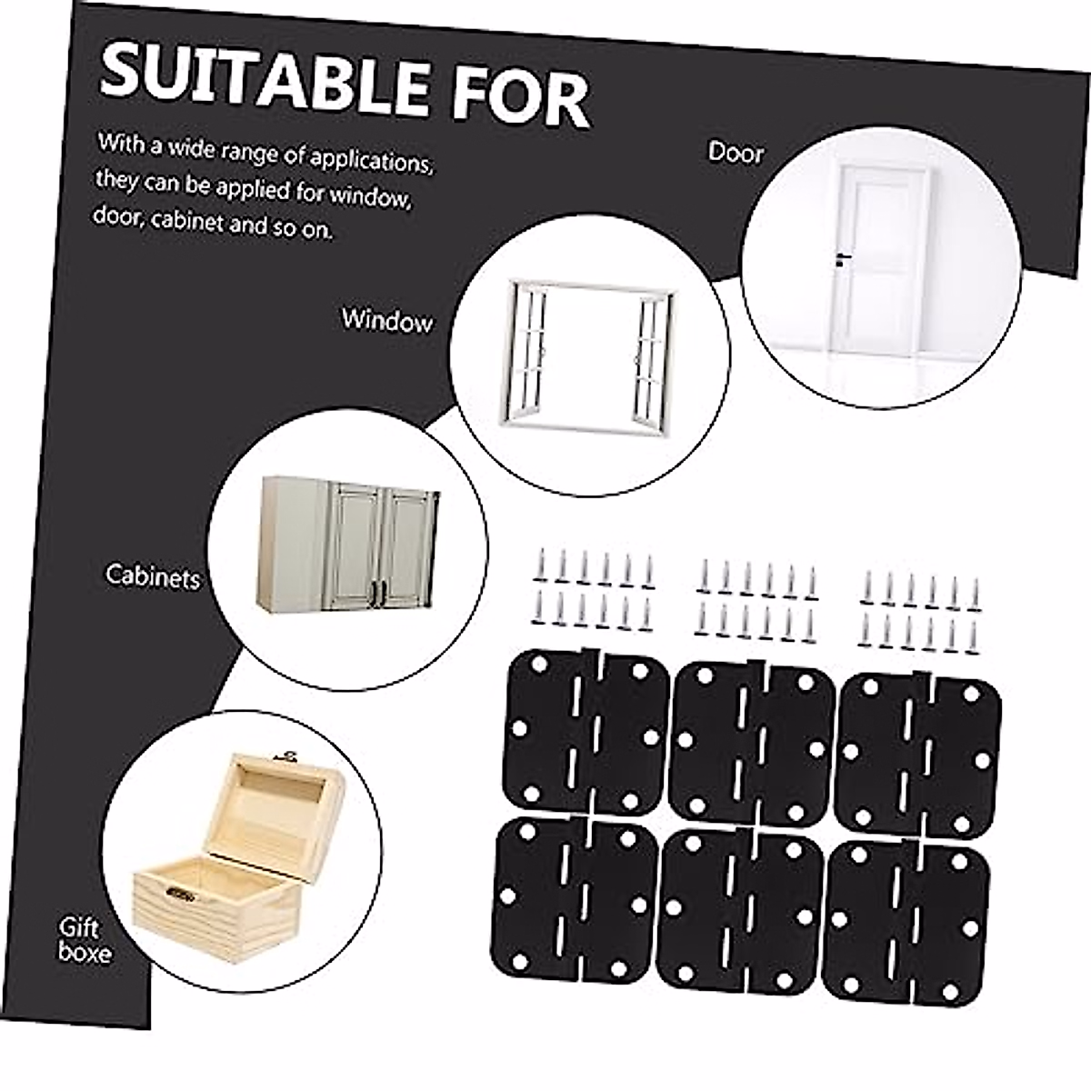 Cabinet Hinges 6pcs Swing Iron Hinge Corner Exterior Door Hinges Heavy Duty Hinge Bathroom Door Hinges Metal Hinges Interior Door Hinge Black Cupboard 8r Iron Hinge