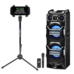 Technical Pro Bluetooth Karaoke Machine System+Wireless Microphone+Tablet Stand