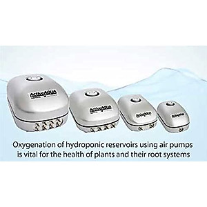 Hydrofarm AAPA15L Active Aqua, 4 Outlets, 6W, 15 L/min Air Pump, Silver