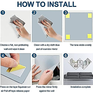 Socokici Shatterproof Full Length Wall Mirror,4Pcs Self Adhesive Acrylic 2MM Thick Mirror Tiles,12" x 12" Flexible Stick on Mirror,Non Glass Safety Mirror for Gym,Bedroom,Door,Bathroom