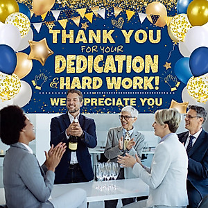 We Appreciate You Decorations Blue Gold We Appreciate You Banner with Balloons Arch Kit Thank You Backdrop for Teacher Employee Staff Doctors Nurse Poaster Volunteer Appreciation Week Party Decor