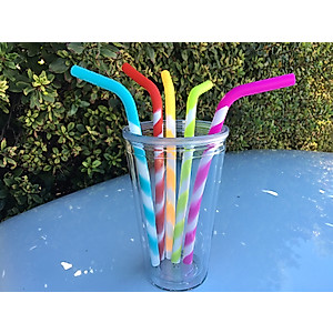 California Straws, Food Grade Silicone Reusable Drinking Straws (5-pack)- Dishwasher Clean, Safe for Kids