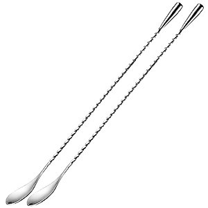 KITESSENSU Bar Spoon, 2 Pcs 12 Inches Stainless Steel Cocktail Mixing Spoons With Long Handle, Bartender Bar Stirring spoon for Layering, Stirring, Spiral Pattern