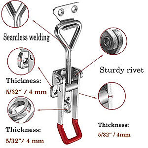 Accessbuy Heavy Duty Adjustable Toggle Latch Clamp With Lock Hole 300Kg 660Lbs Holding Capacity (7.5inch(2pak)) Silver