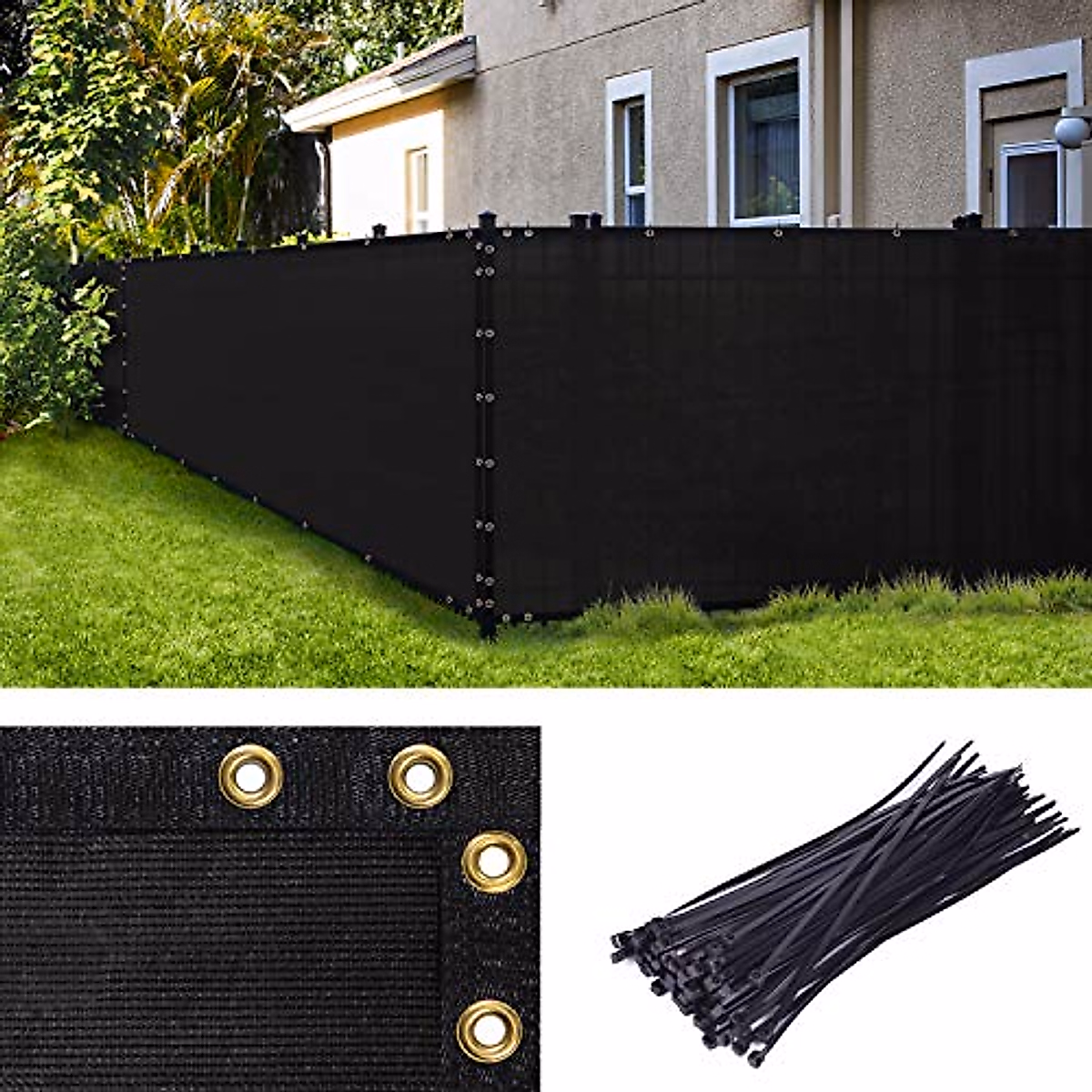 ColourTree 6' x 4' Black Shade Cloth Tarp with Grommets - 90% Sunblock, Durable Net Mesh Fabric for Dog Kennel, Plant Cover, Patio, Chicken Coop & Pet Playpen Roof (We Make Custom Size)