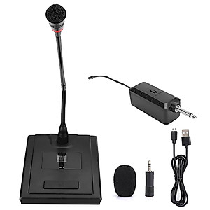 SYH&AQYE Gooseneck Wireless Microphone, 6.35 to 3.5mm Adapter Desktop Microphone, Table Mounted Condenser Mic for Conference, Studio Audio Recording