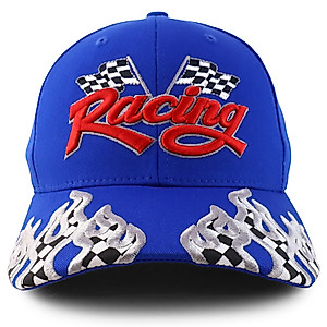 Armycrew Racing 3D Embroidered Flame Structured Baseball Cap - Royal