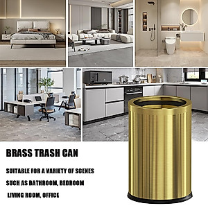LEASYLIFE 9L/2.4GAL Gold Bathroom Trash can, Brass Bathroom Garbage can Without lid, Small Gold Black Wastebasket for Bathroom, Children's Room,Hotel, Office (Gold)