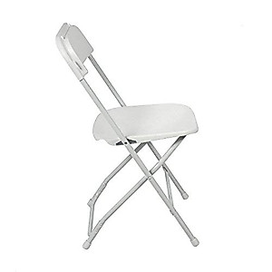Ontario Furniture: Stackable White Metal Folding Chair, 800-Pound Weight Capacity, Premium Steel Frame with Plastic Seat and Back