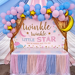 Mocsicka Twinkle Star Gender Reveal Decoration, Boy or Girl Gender Reveal Backdrop, 5x3ft Vinyl Twinkle Twinkle Little Star Banner Supplies(White,5x3ft)