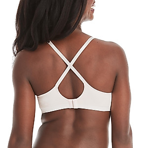 Hanes Women's Wireless T-Shirt, Comfy Support Lightweight Lounge Bra, Convertible Straps, Light Buff Heather, Medium