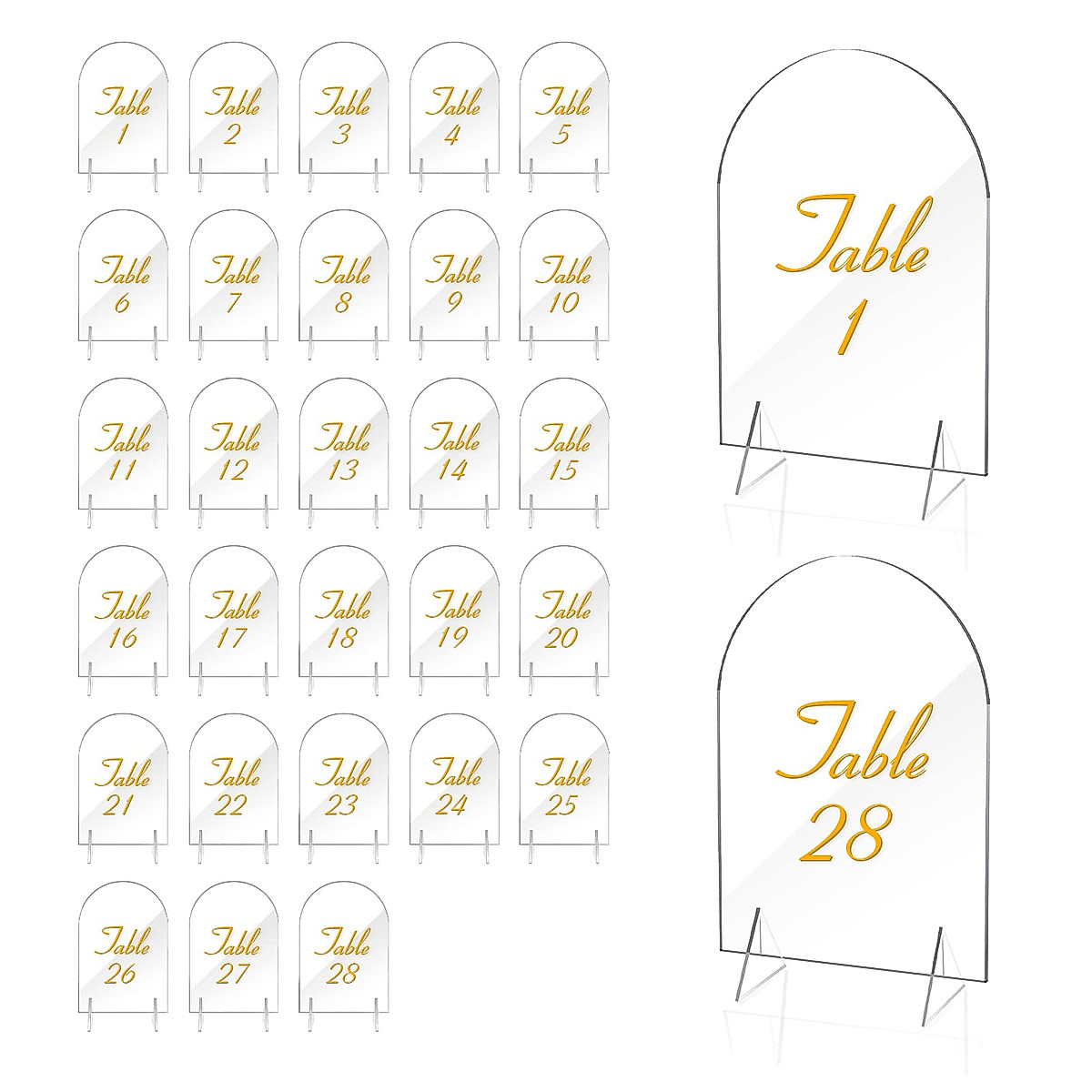 Wedding Table Numbers, MIUYFcai 28 pcs Acrylic Table Numbers for Wedding 4x6 Inch, Sign and Holder, Perfect for Wedding, Reception, Centerpiece Decoration, Event, Party