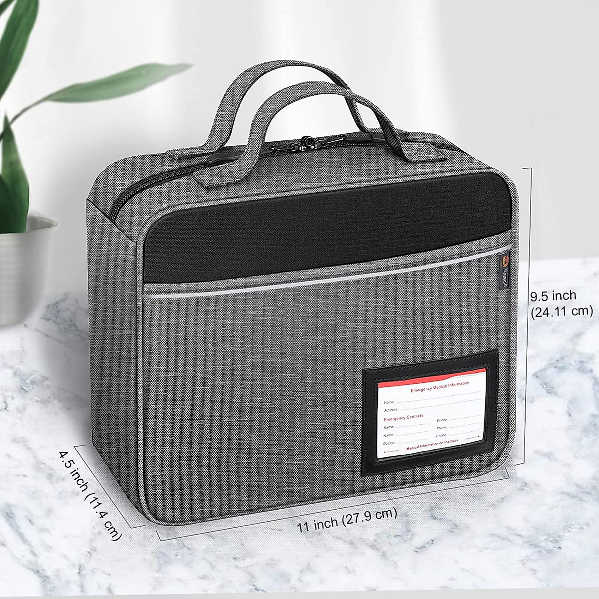 Pill Bottle Organizer Medicine Bag Storage Medication Pill Box Case with Handle Travel Medicine Storage Box Bag for Vitamins, Medications, Medical Supplies, Large Size 11 * 4,5 * 9,5 inch (Grey)