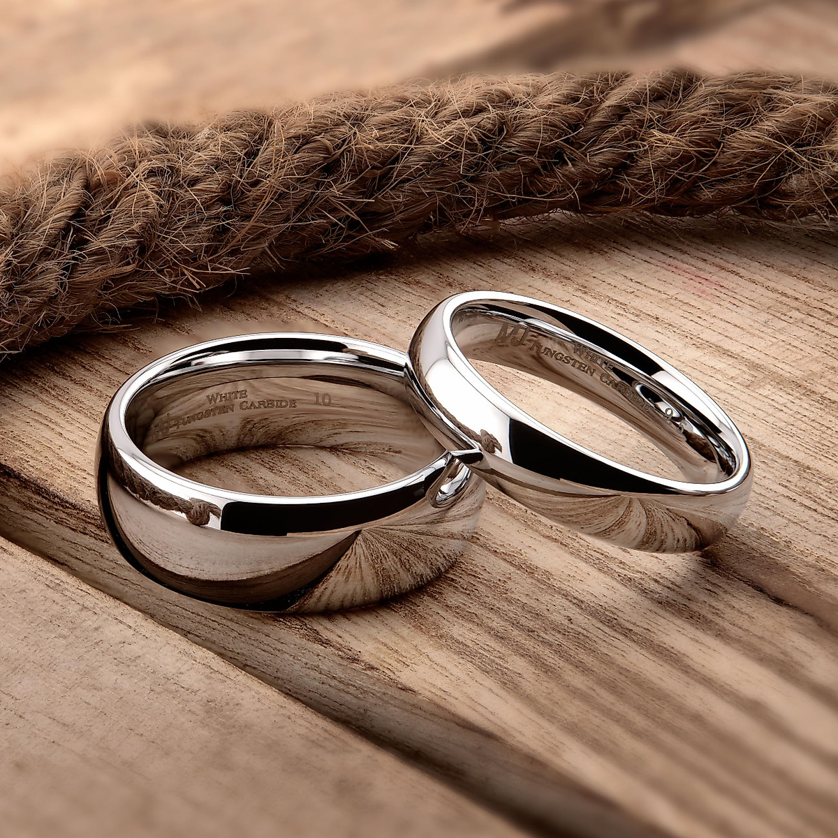 MJ Metals Jewelry Custom Engraved Classic Mirror Polished White Tungsten Carbide 5mm COMFORT FIT Wedding Band Ring Size 9