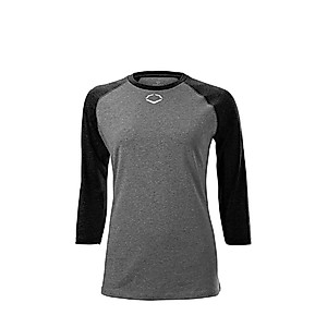 EvoShield Women's Standard Poly/Cotton Mid Sleeve Shirt, Charcoal/Black Heather, Medium