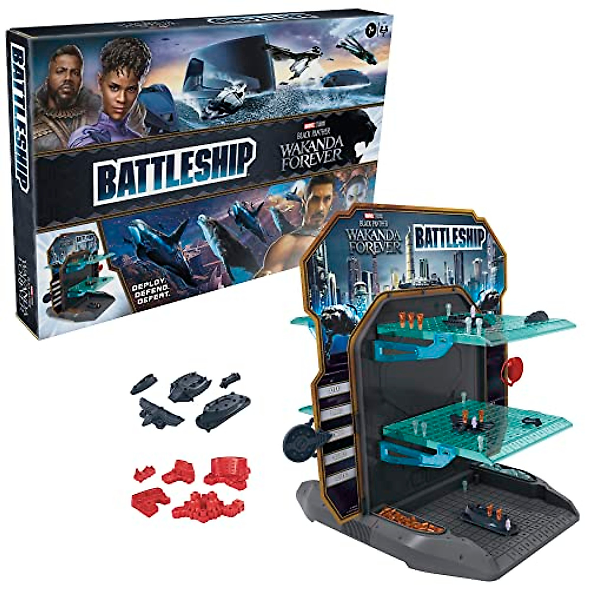Hasbro Gaming Battleship: Marvel Studios' Black Panther Wakanda Forever Edition, 3D Strategy Game for Ages 7+, 2-Player Board Game