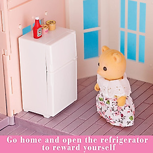 BBnote 16 Pieces Toy Refrigerator, Miniature Dollhouse Accessories for Kids Kitchen, Mini Dollhouse Fridge Pretend Play Appliance for Kids (Refrigerator)