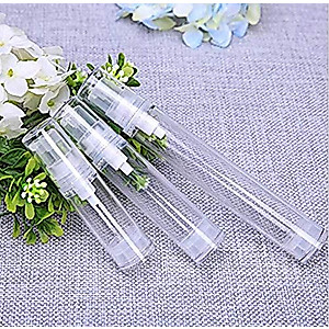 ericotry 12Pcs Empty Clear Portable Refillable Plastic Airless Vacuum Pump Bottles Travel Make-up Container Cream Lotion Sample Packing Toiletries Liquid Storage Container Vial Jars(5ml/0.17oz)