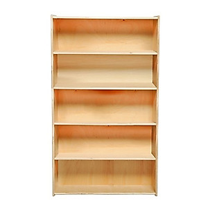 Contender 4-Shelf Classic Baltic Birch Book Shelf, Wooden Wall Organizer for Books, Toys Office and Kids Supplies, Natural, Greenguard Gold Certified