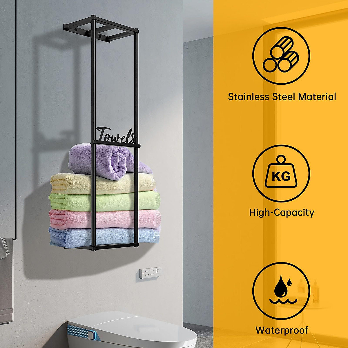 28" Wall Towel Rack for Bathroom Towel Rack Wall Mounted Towel Holder for Rolled Bath Towels,New Upgrade 3 Bars Towel Rack (28" with alphanumeric)