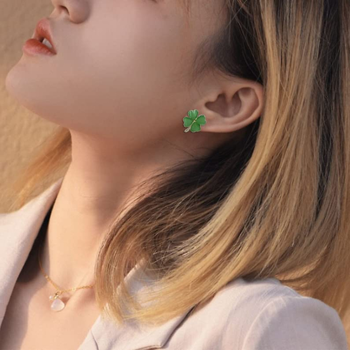 ALoveSoul Four Leaf Clover Earrings Sterling Silver Stud Earrings for Women St Patricks Day Party Accessories Decorations