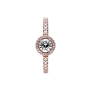 Pandora Jewelry Round Cubic Zirconia Ring in Rose, Size 4.5