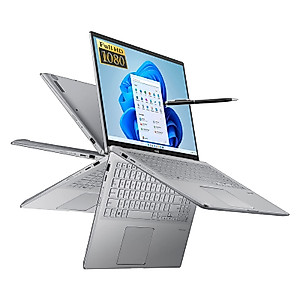 ASUS ZenBook 2 in 1 15.6” FHD Touchscreen Laptop, AMD Ryzen 7 5700U, GeForce Graphics MX450, 8GB RAM, 1TB SSD, Windows 11 Home, BK, WiFi 6, TWE Pen, Light Grey