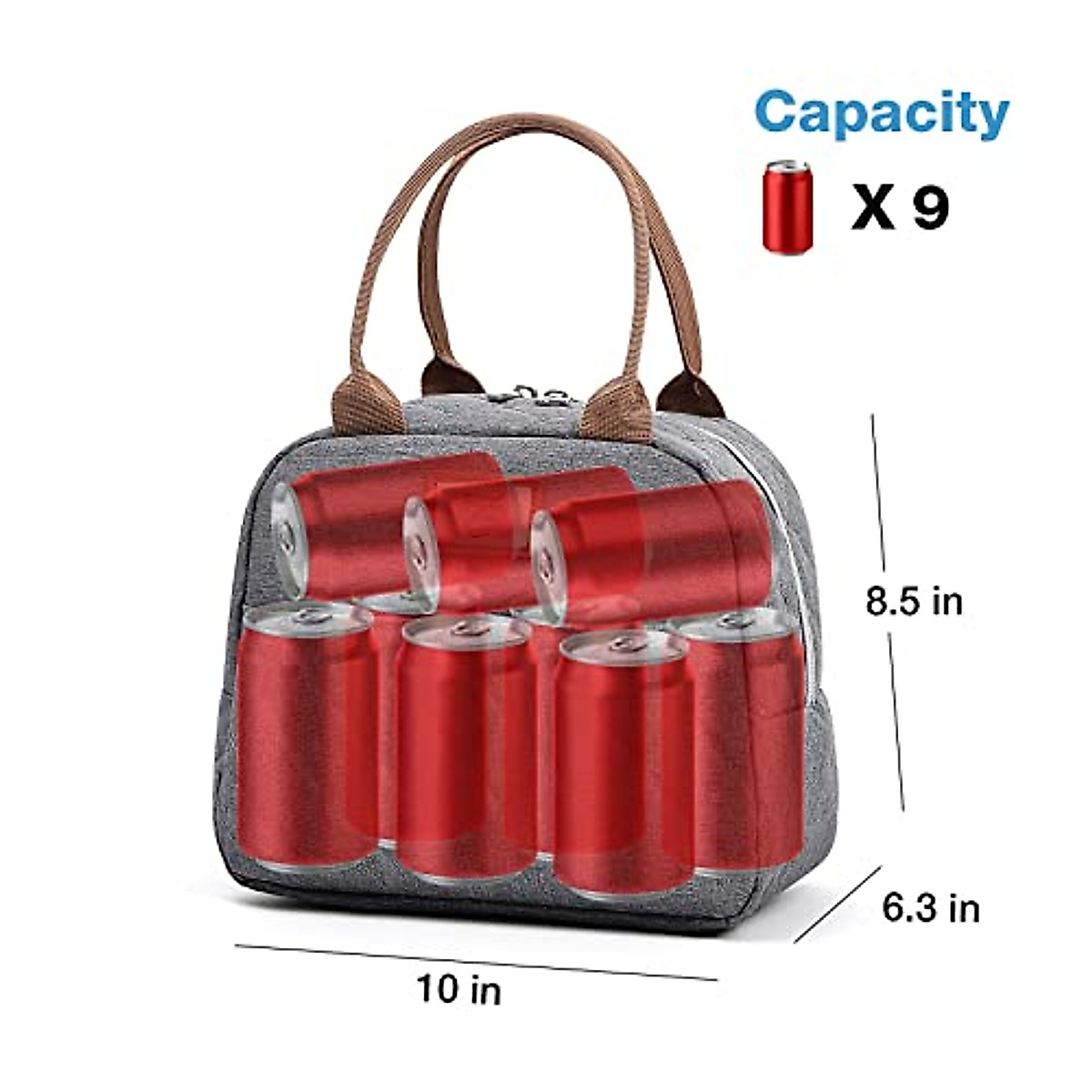 Lekesky Lunch Bag for Women Lunch Box Insulated Cute Lunch Tote Bag Leakproof Lunchbox for Adult Work, Grey