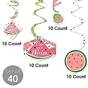 Big Dot of Happiness Sweet Watermelon - Fruit Party Hanging Decor - Party Decoration Swirls - Set of 40