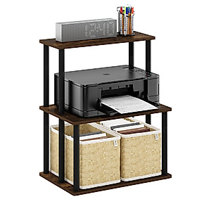 Furinno Turn-N-Tube 3-Tier Toolless Multipurpose Printer Stand Display Storage Shelf, Amber Pine/Black