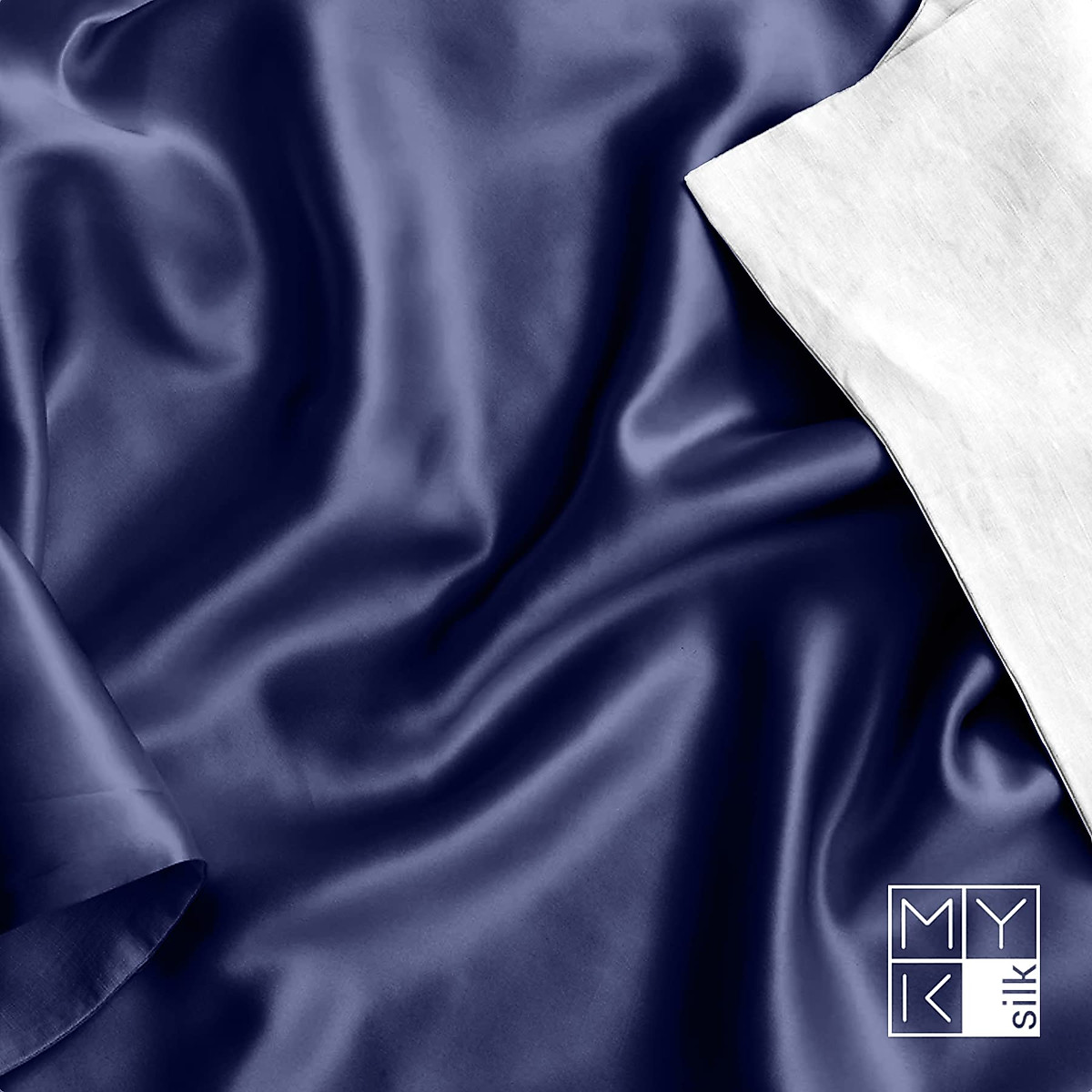 MYK Silk Pure Natural Mulberry Silk Pillowcase, 19 Momme with Cotton Underside for Hair & Skin, Oeko-TEX Certified, Hypoallergenic, Curly Friendly, French Grey