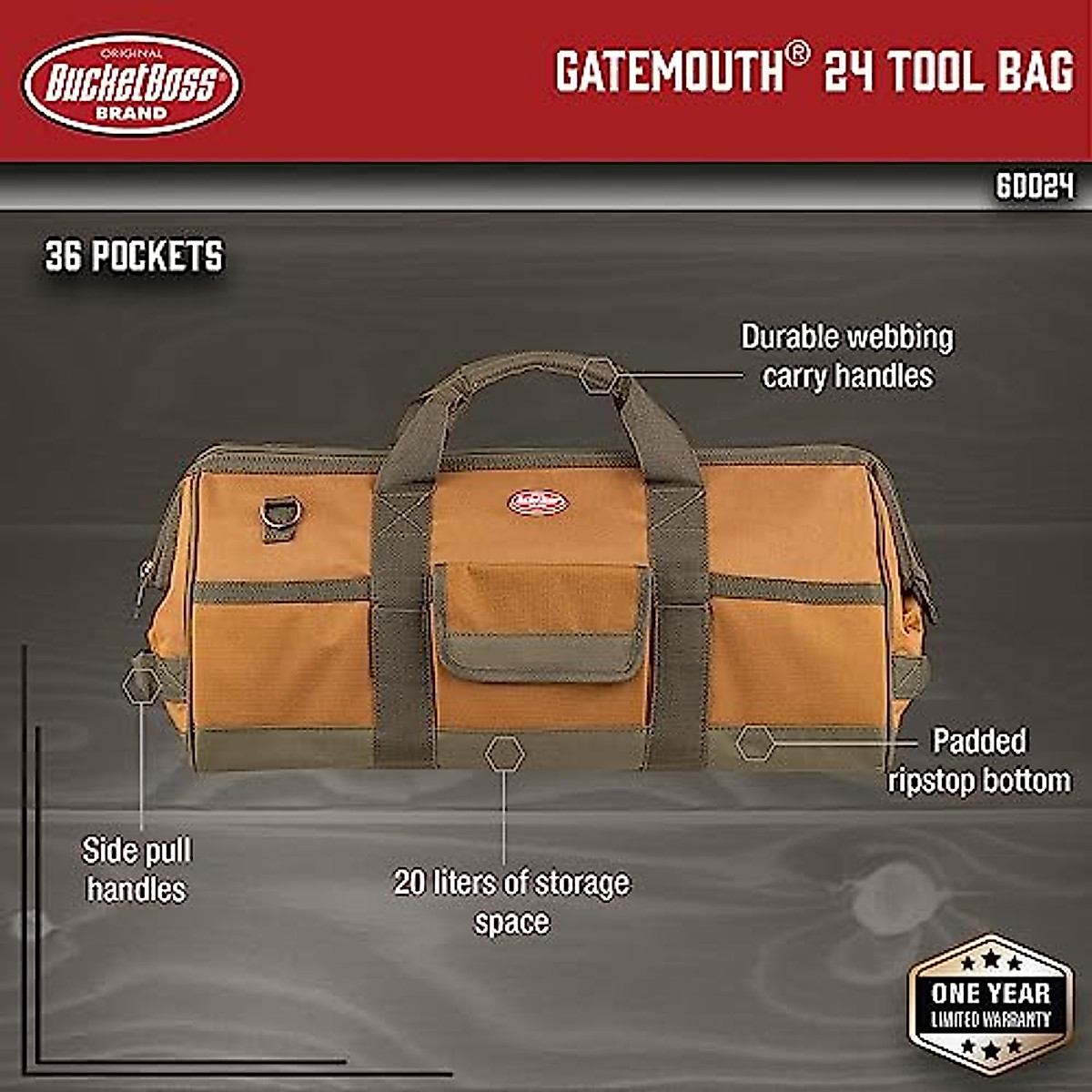 Tool Bag,Longboy,16 Pocket,24X10X10