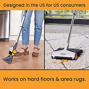 Flippr Sweeper Broom with Integrated Dustpan – Flip Between Broom and Sweeper – One Convenient Tool for Quick Cleanups - No Bending Down, Lightweight, No Noise