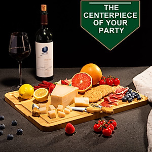 Bamboo Cheese Board with Magnetic Knife Set, Charcuterie Board Set, Unique Bamboo Cutting Board, Cheese Tray Platter, Gift for House Warming, Anniversary, Christmas, Thanksgiving