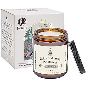 Raetm Sandalwood Sweet Orange Scented Candles, Natural Soy Candle for Home Scented, Hand-Poured Aromatherapy Candles Gifts for Women, Men, Ideas for Birthdays, Holidays, Relaxation (9oz)
